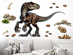 Velociraptor textilní přelepitelná samolepka na zeď arch 130 x 91 cm