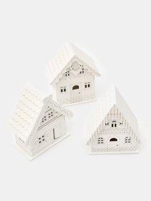 Sinsay - Sada vánočních stojících dekorací ve tvaru domečků 3 pack - bílá