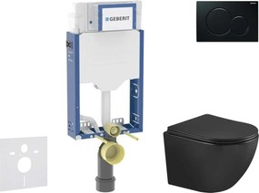 Geberit Kombifix - Set předstěnové instalace, klozetu Oudee a sedátka softclose, tlačítko Sigma01, černá SANI15CA5504