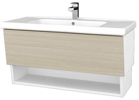 Dřevojas Koupelnová skříň INVENCE SZZO 100 (umyvadlo Harmonia) Varianta: L01 Bílá vysoký lesk / D16 Beton tmavý