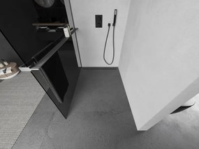 Mexen Kioto+ L, sprchová zástěna Walk-In s poličkou a věšákem 80 x 200 cm, 8mm šedé sklo, grafitový profil, 800-080-123-95-40