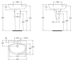 Ideal Standard Vidima Umyvadlo 55 cm, bílá W409501