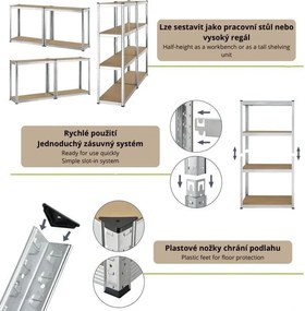 Sada Kovový regál 2 ks 160 × 80 × 40 cm, 8 polic, variabilní