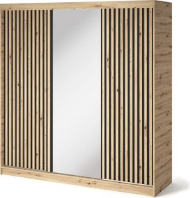 Šatní skříň Emerio se zrcadlem 180 cm dub Artisan