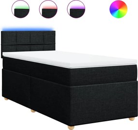 Box spring postel s matrací černá 90x200 cm textil 3288865