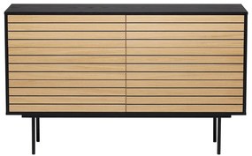 Černá/přírodní nízká komoda v dekoru dubu 140x84 cm Stripe – Woodman
