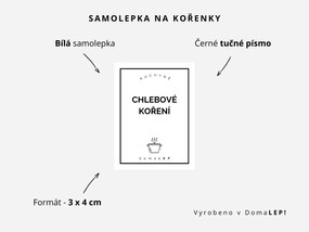 CHLEBOVÉ KOŘENÍ - Samolepka na kořenky 3 x 4 cm - DomaLEP varianta: BÍLÁ - základní písmo
