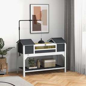 PawHut Dřevěný dům pro želvy, venkovní terárium, 2 úkryty, nastavitelný stojan na lampu, otevírací střecha, zemní voliéry, průhledné akrylové okno, š…