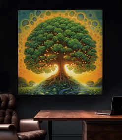 Obraz na plátně - Košatý strom života FeelHappy.cz Velikost obrazu: 140 x 140 cm