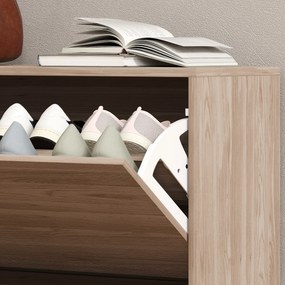 HOMCOM 3-dílná sestava nábytku do předsíně s lavičkou, věšákem na boty, nástěnným věšákem a zrcadlem, šatní skříň pro ložnici a chodbu z dřevotřísky,…