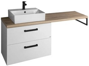 Aqualine, VEGA umyvadlová skříňka s černými úchytkami, deskou VEGA a podpůrnou konzolou, 144,5x61,4x45 cm, bílá, VG073-02