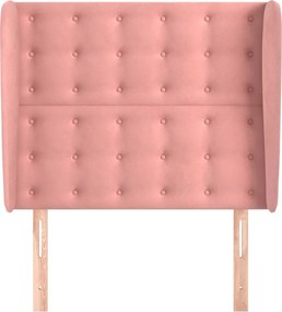 Čelo postele typu ušák růžové 83 x 23 x 118/128 cm samet 3118437