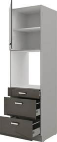GREY gr | vysoká skříňka 60 DPS-210 3S1F na vestavnou troubu | PREMIUM BOX | 60 cm | světle šedá/tmavě šedá lesk