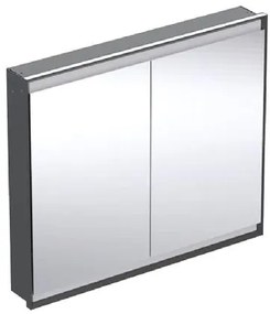 Geberit ONE - Zrcadlová skříňka s LED osvětlením, 1050x900x150 mm, 2 dvířka, vestavná, matná černá 505.804.00.7