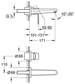 Grohe Eurodisc Cosmopolitan Umyvadlová dvouotvorová baterie 19573002