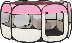Skládací ohrádka pro psy s taškou růžová 125 x 125 x 61 cm 171011