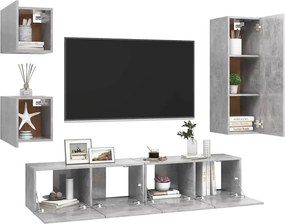 5dílný set TV skříněk betonově šedý kompozitní dřevo 3079116