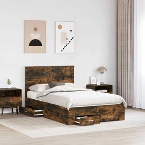 Rám postele s čelo Kouřový dub 120 x 190 cm Kompozitní dřevo 3411336