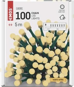 Vánoční řetěz kuličky EMOS D5GW02 ZYK0205 100LED 5m teplá bílá