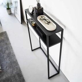 Černý kovový konzolový stolek 18x60 cm Tower – YAMAZAKI