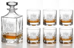 Dekorant Luxusní ručně broušený whisky set s monogramem Mayfair 1+6