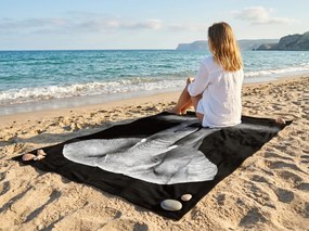 Rychleschnoucí XXL plážová osuška ELEPHOS černo-šedá 150 x 210 cm, 100% mikrovlákno