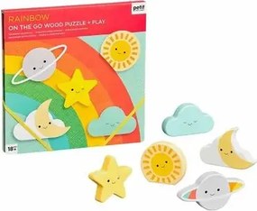 Petit Collage Robustní dřevěné puzzle Rainbow / od 18 měsíců