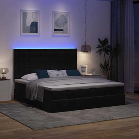 Osmanský rám postele s matracíes černá 160x200cm samet 3314653