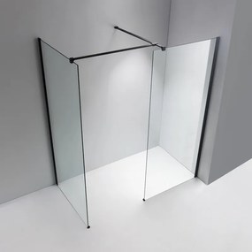 BPS-koupelny 2-dílná sprchová zástěna Walk-in HYD-SH07-D-BL 80x90, černá mat/transparent - bez vaničky