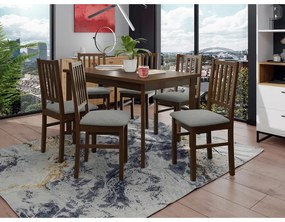 Rozkládací jídelní stůl se 6 židlemi AL15, Barva dřeva: bílá-L, Potah: Soro 28