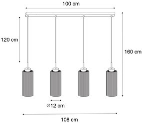 Závěsné svítidlo v art deco stylu zlaté se sklem 4-světlo - Laura