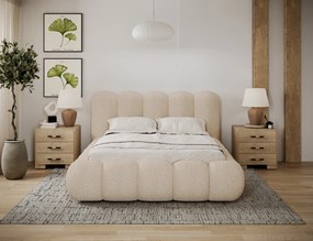 Postel Oloroso 180x200 s kovovým roštem a úložným prostorem, světle béžový ženyl