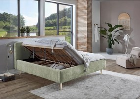 Světle zelená čalouněná dvoulůžková postel s roštem 160x200 cm Mattis – Meise Möbel