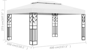 vidaXL Marketos Altán s dvojitou střechou 3 x 4 m bílý