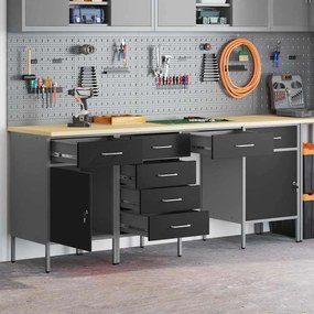 Pracovní skříň se zásuvkou 4 ks Černá Inženýrské dřevo a ocel 3321382