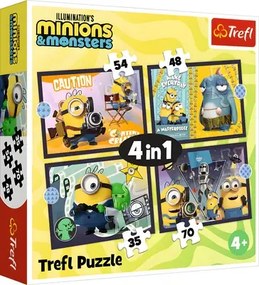 TREFL Puzzle Mimoni a monstra 4v1 / 35 + 48 + 54 + 70 dílků / 28,5 x 2