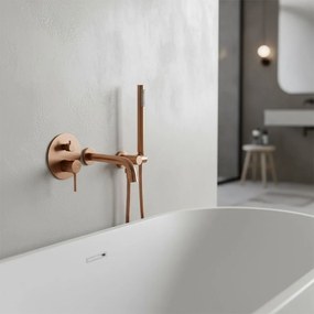 Rea Lungo, podomítková vanová baterie s ruční sprchovou sadou + BOX, měděná matná, REA-B4568