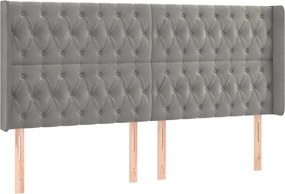 Čelo postele typu ušák světle šedé 183x16x118/128 cm samet 3119976