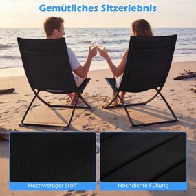 Costway Sada 2 skládacích plážových křesel s polstrovanými opěradly a sedadly