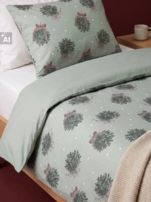 Sinsay - Vánoční ložní souprava se vzorem jmelí a mašlí - zelená