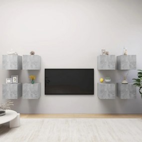 Nástěnné TV skříňky 8 ks betonově šedé 30,5 x 30 x 30 cm 3079159