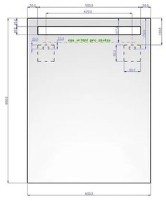 EBS Luna Zrcadlo 60 x 80 cm s LED osvětlením s vypínačem S_LUNA6080LED