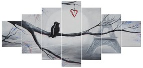 Gario Ručně malovaný obraz Ptačí romantika v Paříži - 7 dílný Rozměry: 210 x 100 cm