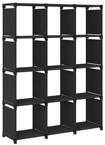 Výstavní police s 12 přihrádkami černá 103 x 30 x 141 cm textil 322614