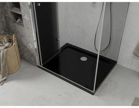 Mexen Lima, sprchový kout se skládacími dveřmi 100 (dveře) x 80 (stěna) cm, 6mm šedé sklo, chromový profil + slim sprchová vanička černá + chromový sifon, 856-100-080-01-40-4070