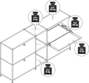Tchibo - Kovová odkládací skříňka CN3 se 4 výklopnými dvířky - barva: černá