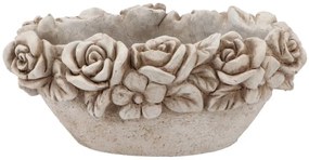 Cementový oválný květináč mísa s květy Flower Bowl - 30*19*14 cm
