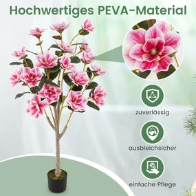 Costway 90 cm Umělý strom s květy Umělý strom magnólie Umělá rostlina