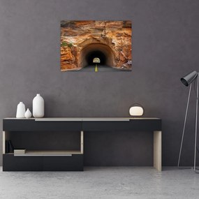 Skleněný obraz - tunel ve skále (70x50 cm)