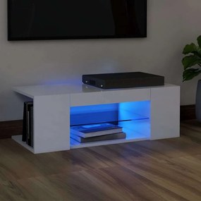 vidaXL TV skříňka s LED osvětlením 90 x 39 x 30 cm [804244] Barva: bílá s vysokým leskem
